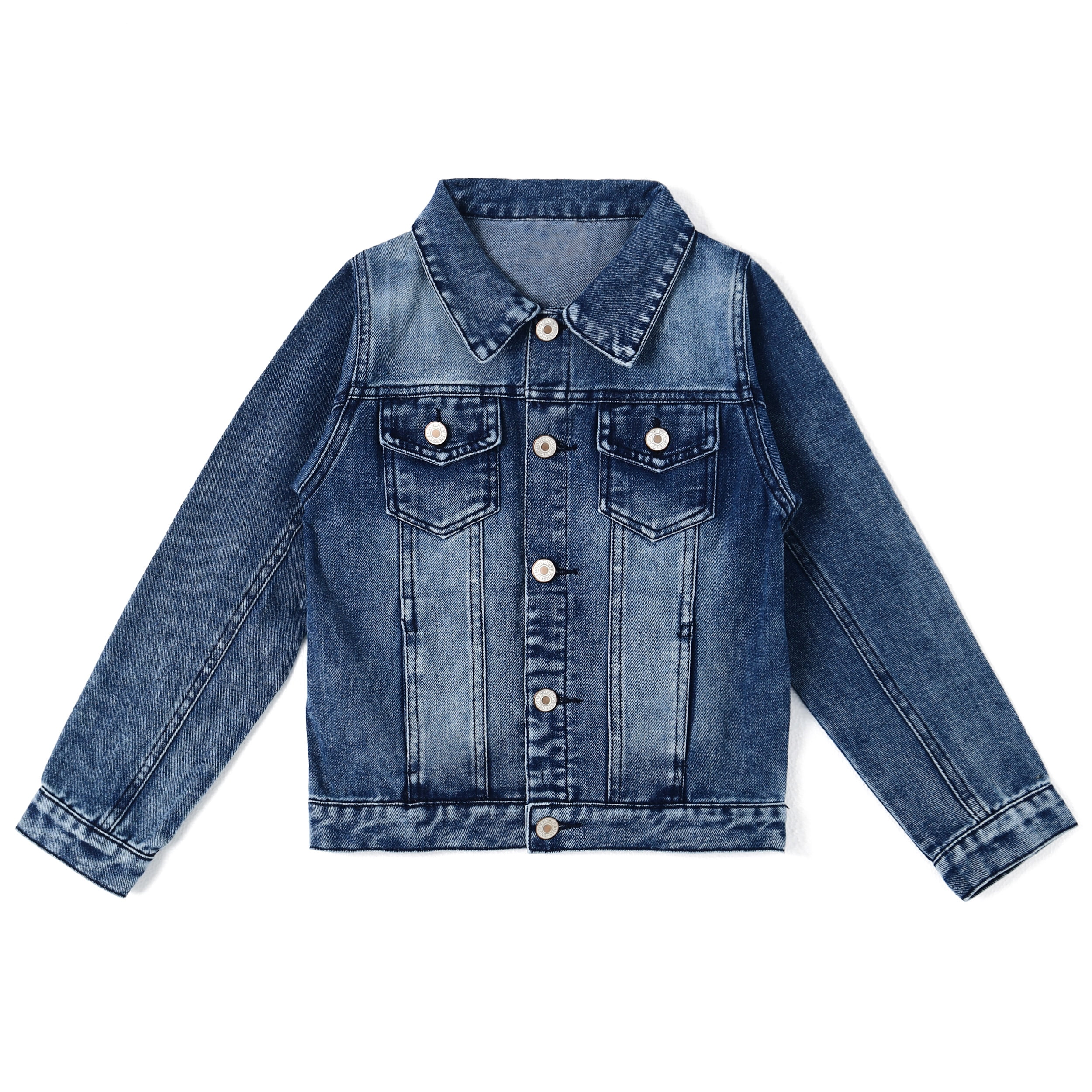 KIDSCOOL SPACE Little Kid Simple Jean Jacket, Stone Washed Soft Denim ...