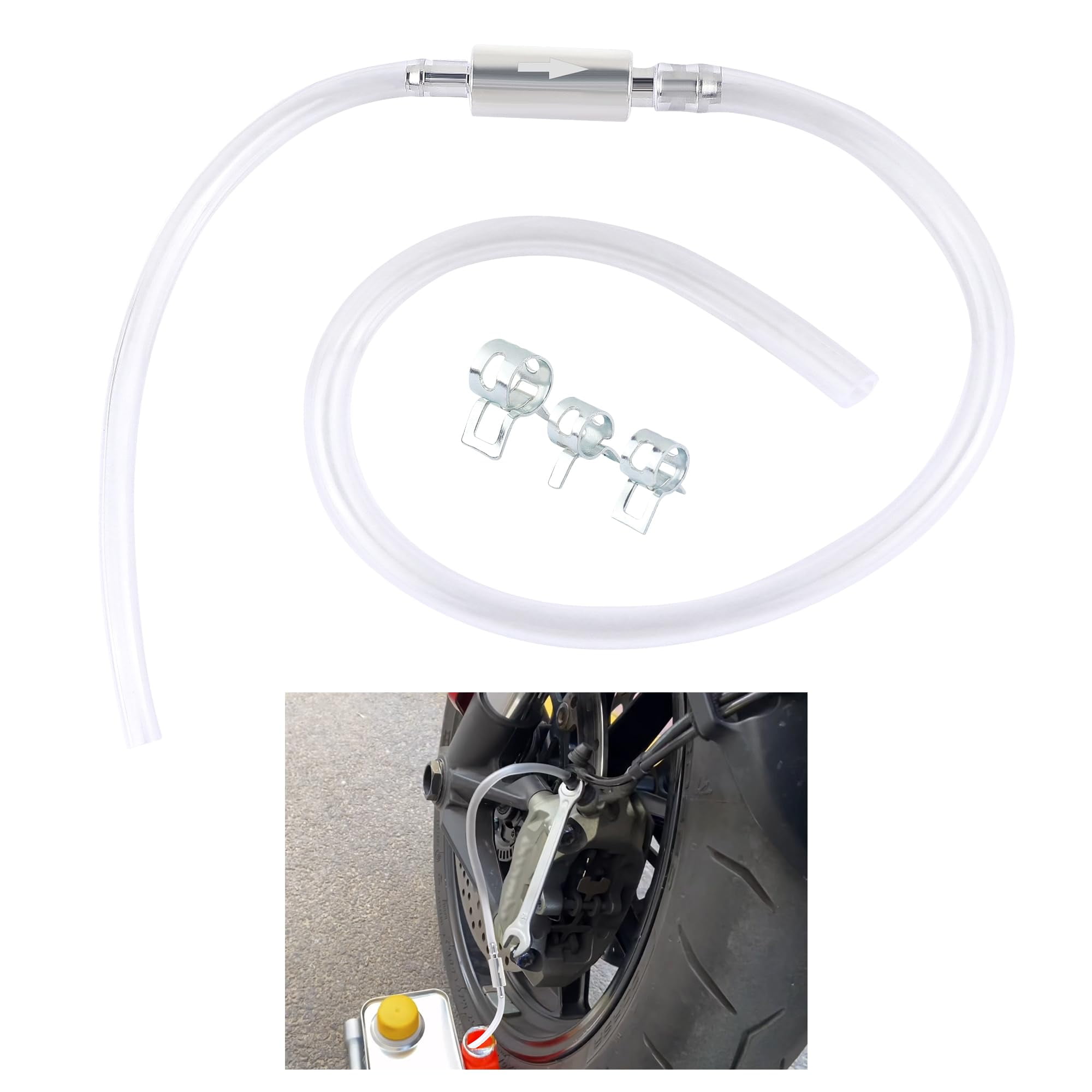 KIFIDAN Motorcycle Brake Bleeder Hose,One Way Check Valve Brake Fluid ...