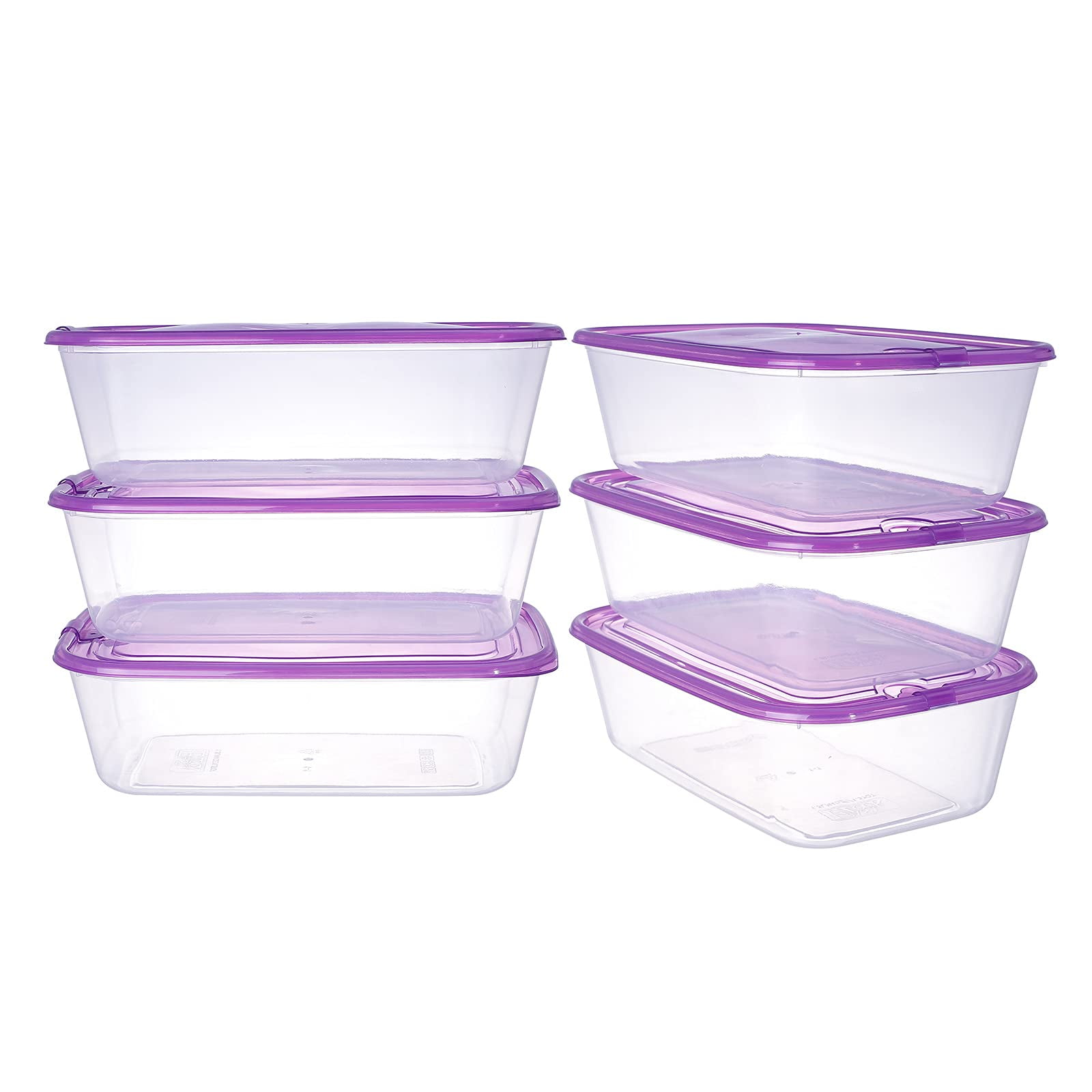 KIGI 6 PACK 40OZ Rectangular Meal Prep Container Plastic Food ...