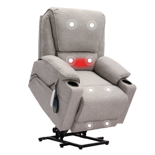 KIGOTY Power Reclining Lift Chair for Elderly, 33.6" Fabric, Heat ...