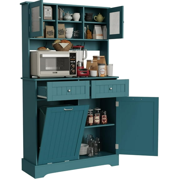 KIGOTY 68" Kitchen Pantry Storage Cabinet, Freestanding Cupboard with ...