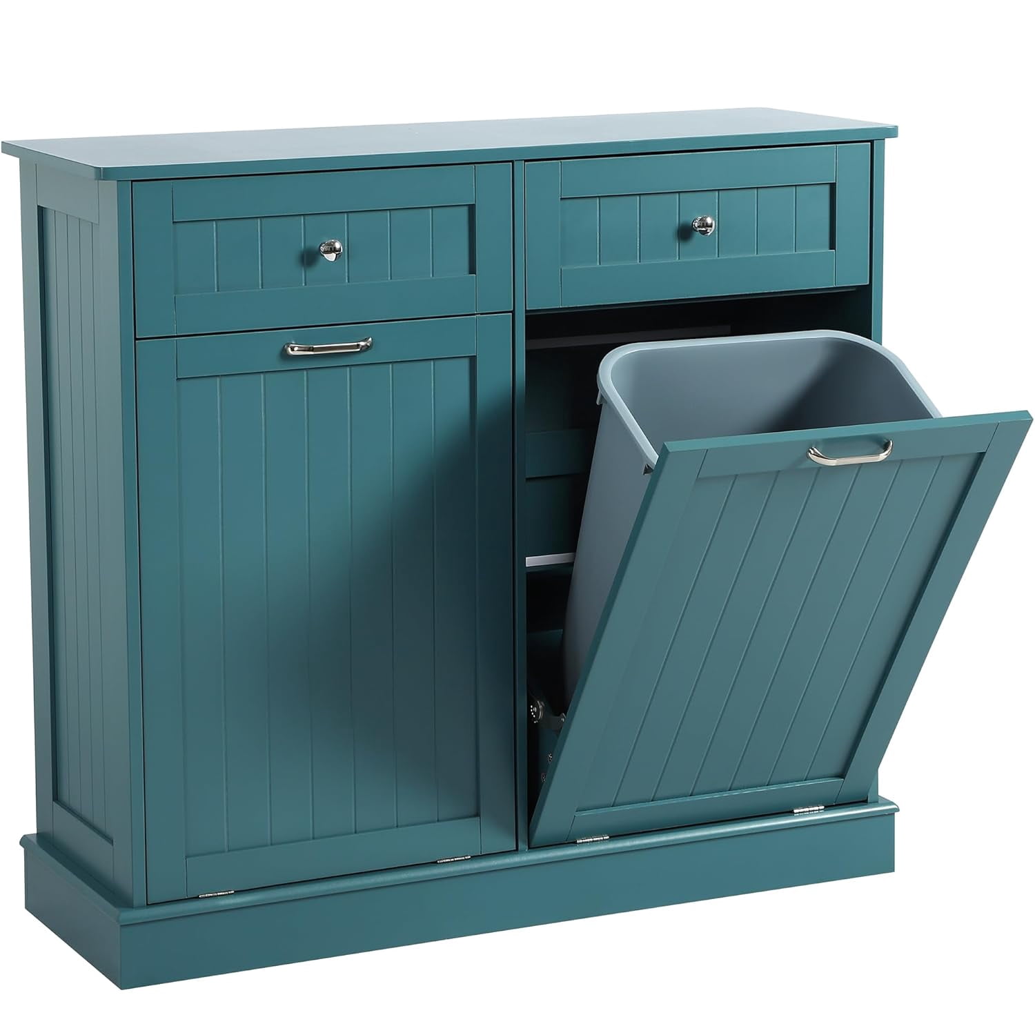 KIGOTY Double Tilt Out Trash Cabinet, Pet Proof Trash Can Cabinets with ...