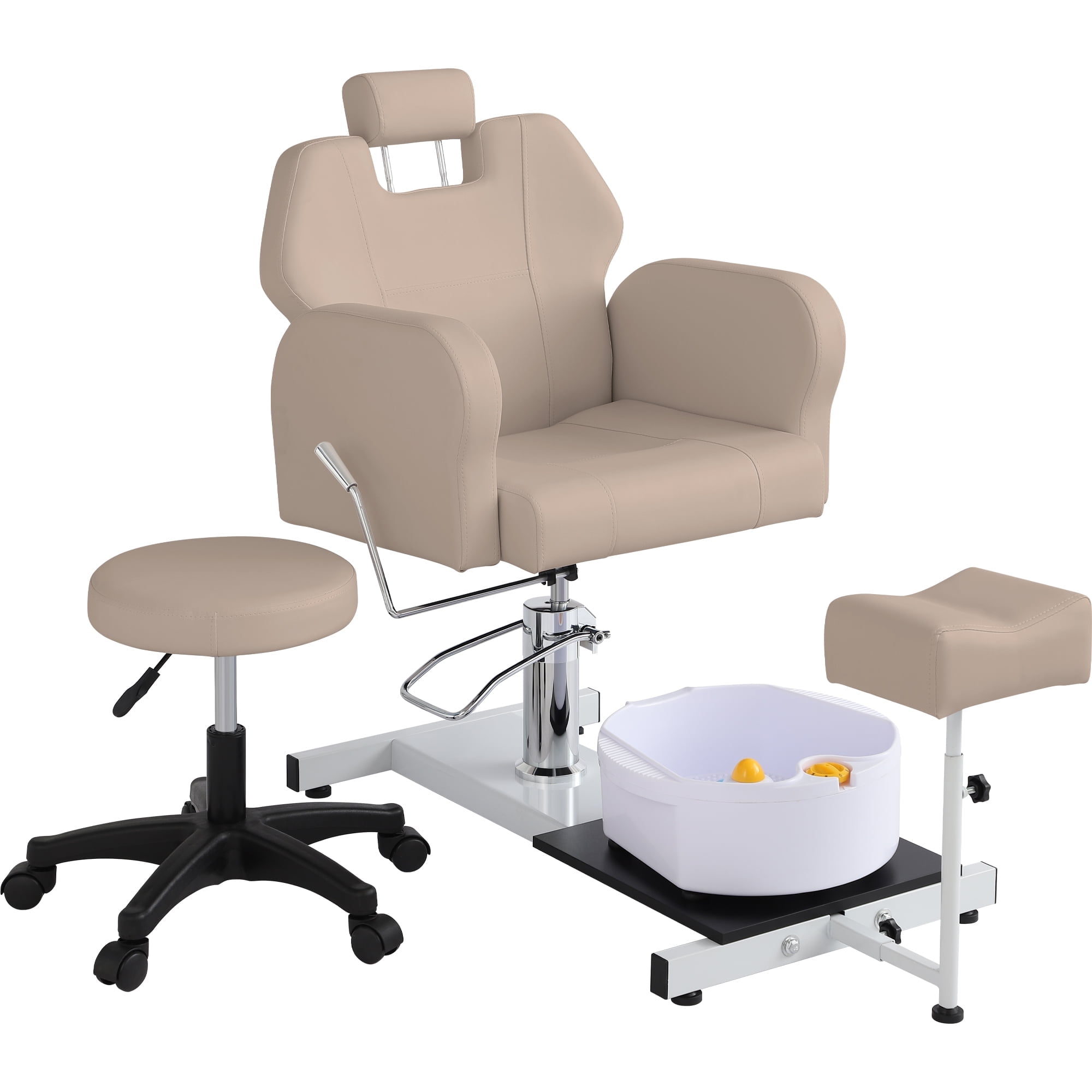 KIGOTY Pedicure Chair with Stool Massage Foot Bath, 360 Degree Swivel Foot Spa Chair, Hydraulic ...
