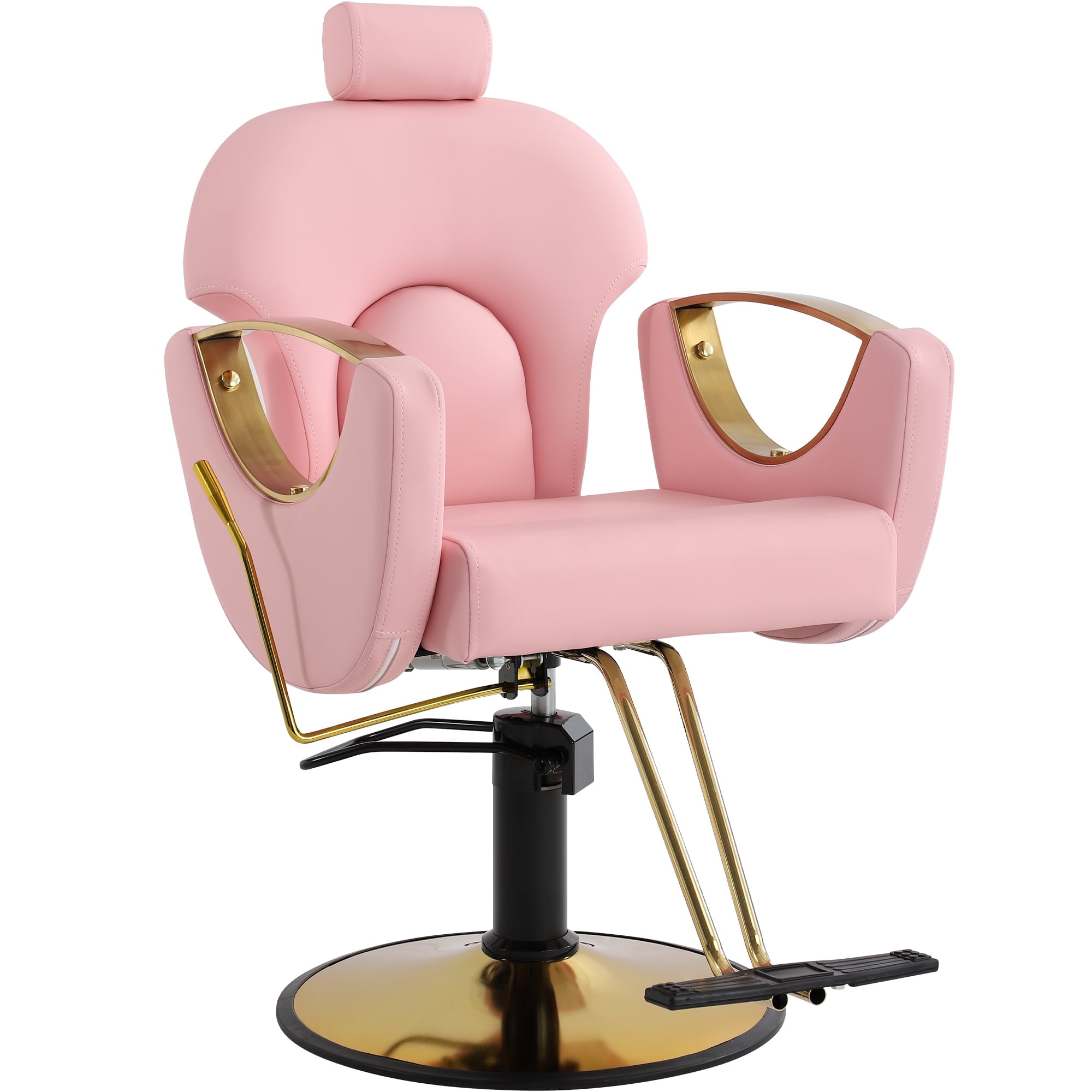 KIGOTY Adjustable Reclining Salon Chair, Pink Barber Chair for ...