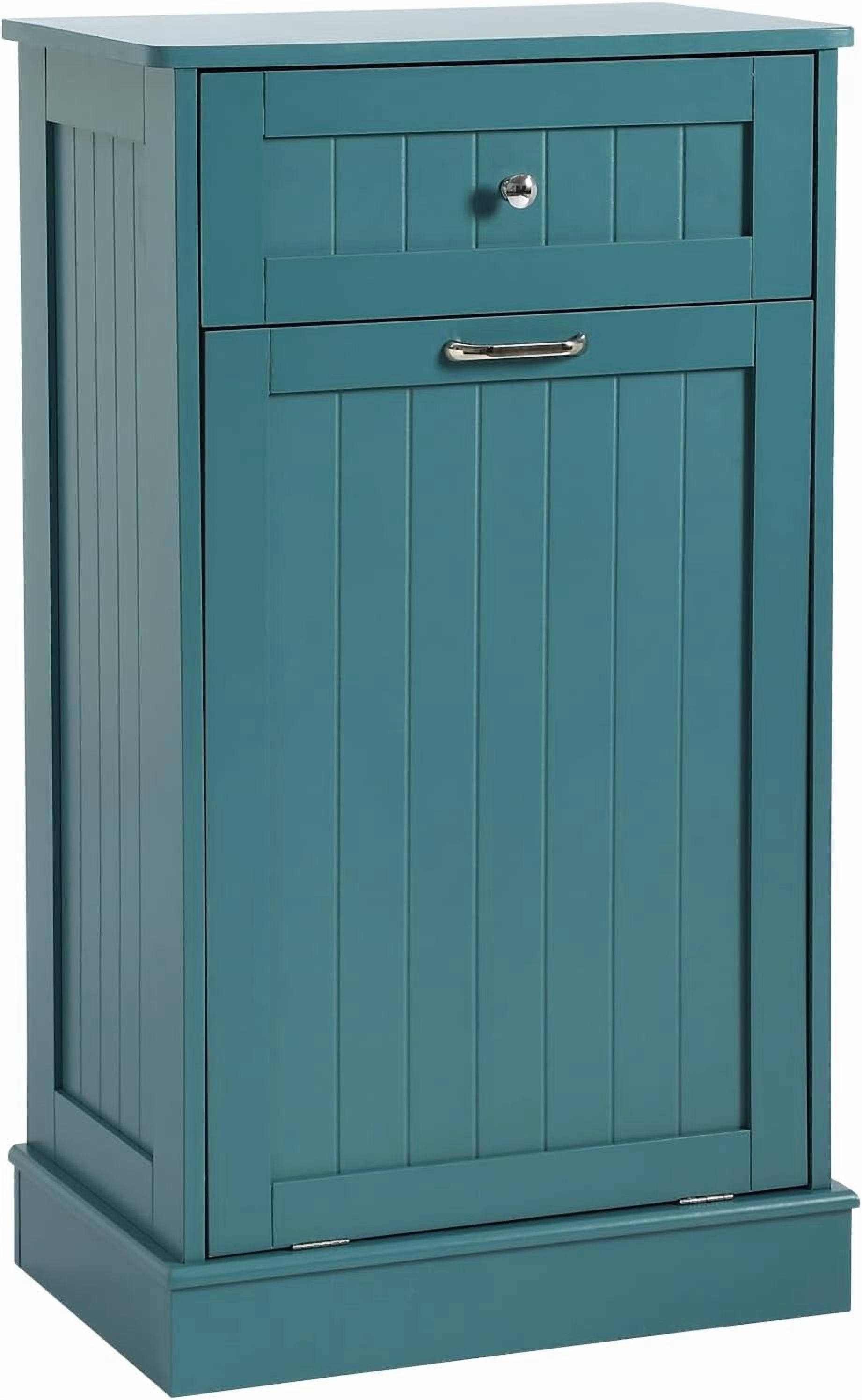 KIGOTY Tilt Out Trash Cabinet,Wooden Kitchen Trash Bin Holder Garbage ...
