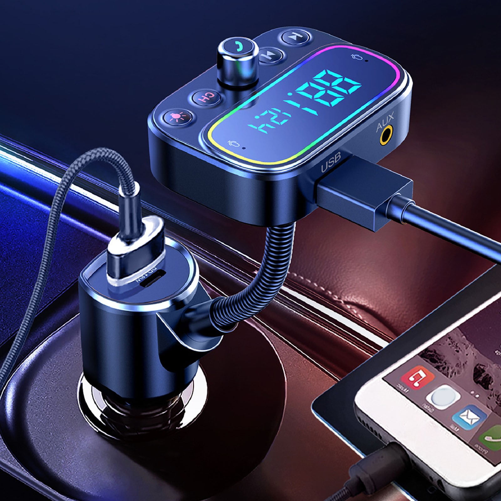 KIHENGH Car Car Adapter Wireless Car Kit Music Player Easy To Carry ...