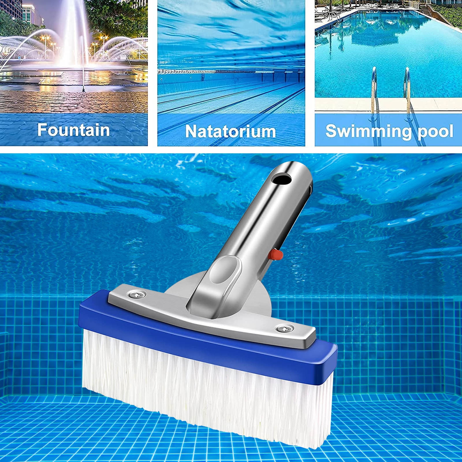 KIHENGH Heavy Duty Swimming Pool Brush Pool Brush With Aluminum Back ...