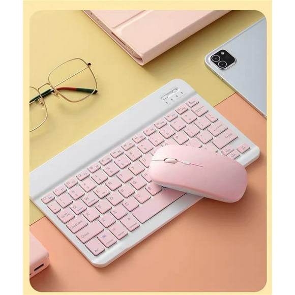 Pink Wireless Keyboard Mouse Set