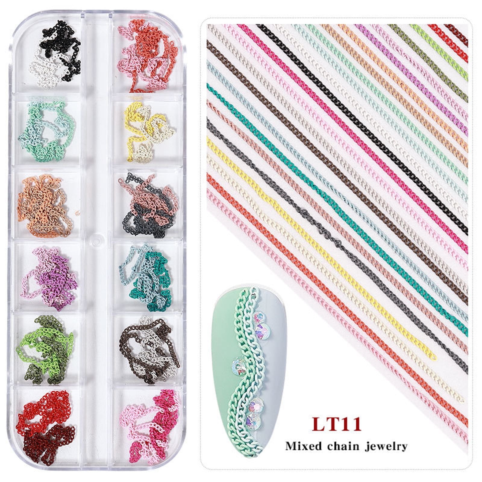 KIHOUT Clearance Nail Chains for Nail Art 3D Metal Nail Charms Nail Art ...