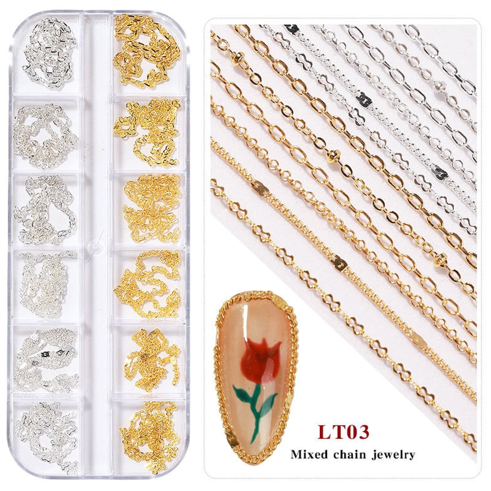 KIHOUT Clearance Nail Chains for Nail Art 3D Metal Nail Charms Nail Art ...
