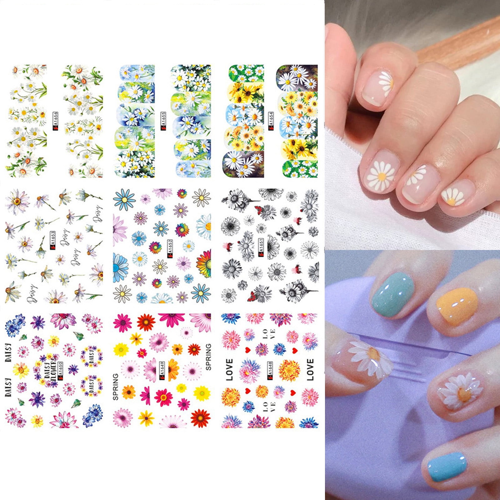 KIHOUT Deals Nail Watermark Sticker Gold Watercolor FlowerColor Nail ...