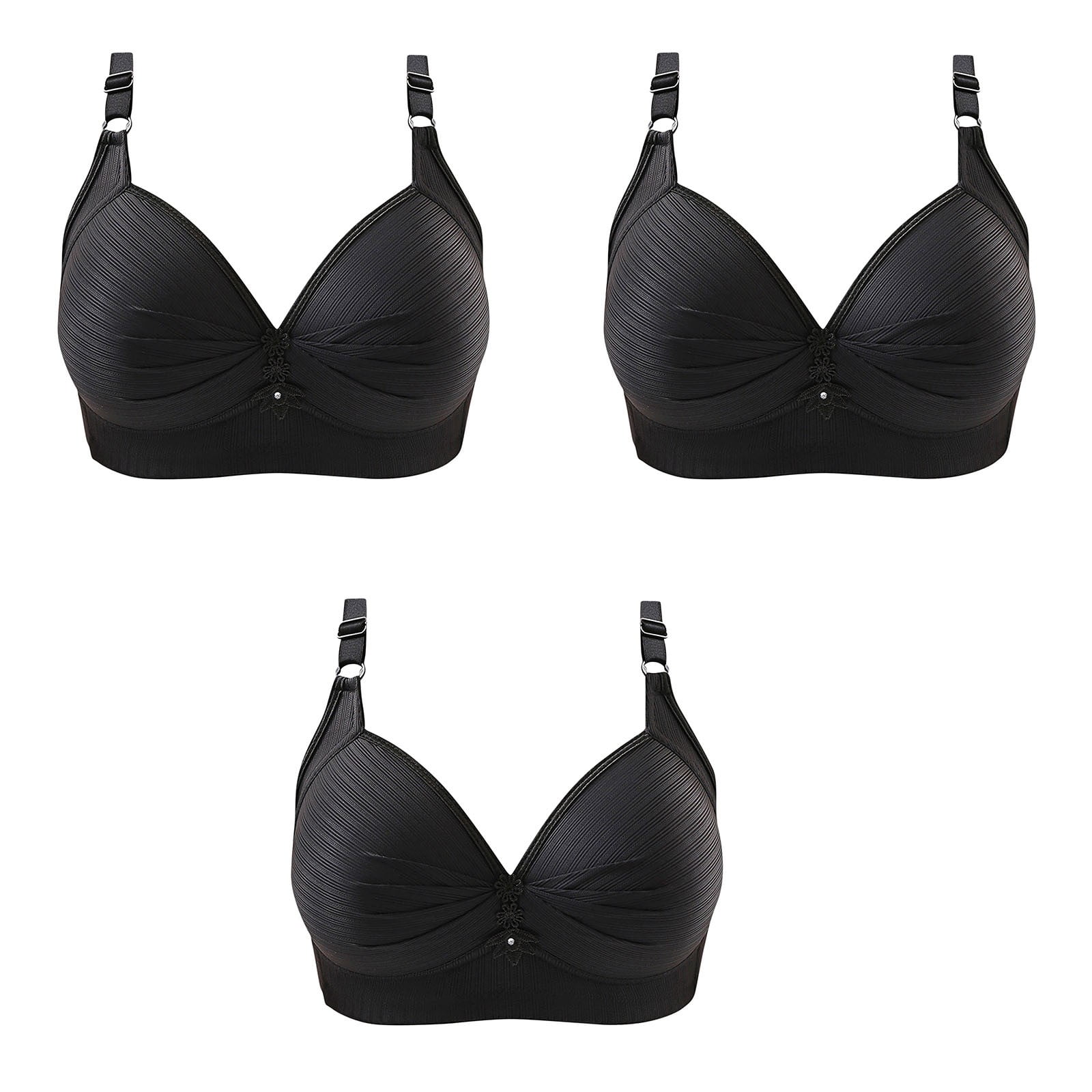 KIHOUT Womens Bras 3PC Women's Printing Gathered Together Large Size ...
