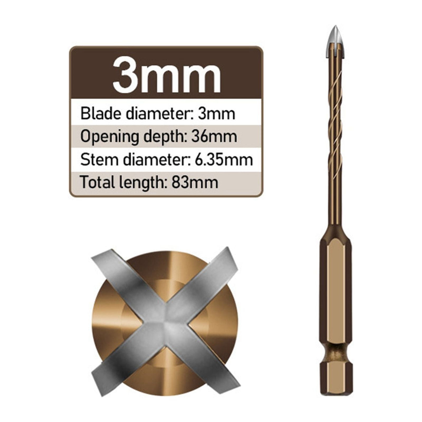 KIHOUT Discount Cross Four Blade Drill Bit Ceramic Tile Hexagonal ...