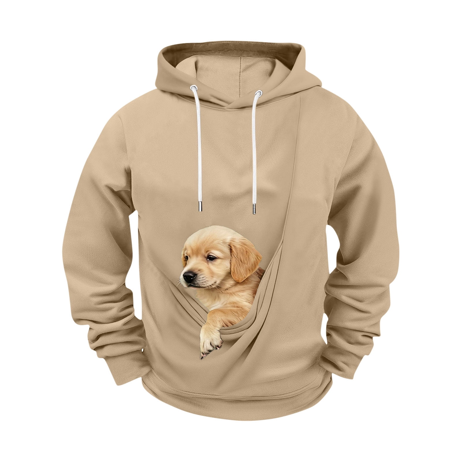 KIHOUT Men's Casual Loose Long Sleeve Hooded Sweatshirt Pet Pocket ...
