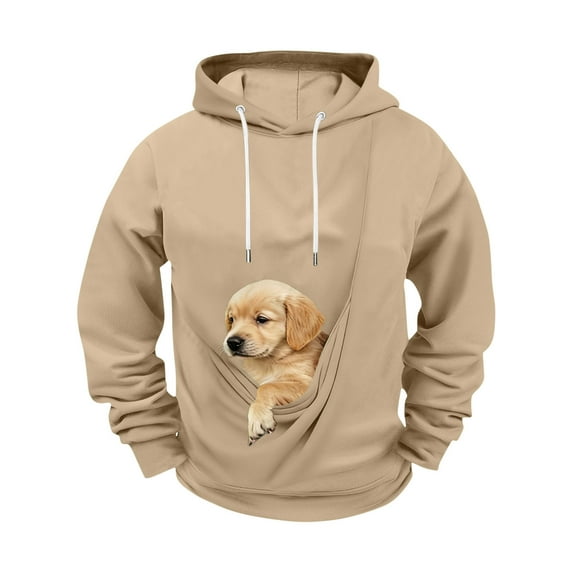KIHOUT Men's Casual Loose Long Sleeve Hooded Sweatshirt Pet Pocket ...
