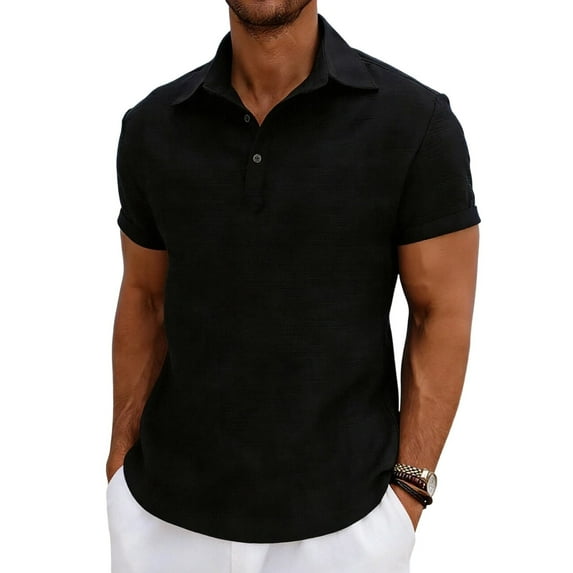 KIHOUT Men's Casual Vacation Bamboo-Linen Feel Short Sleeve Button-Down ...