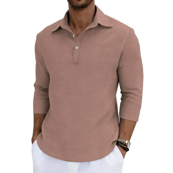 KIHOUT Men's Casual Vacation Solid Color Bamboo-Linen Feel Three ...