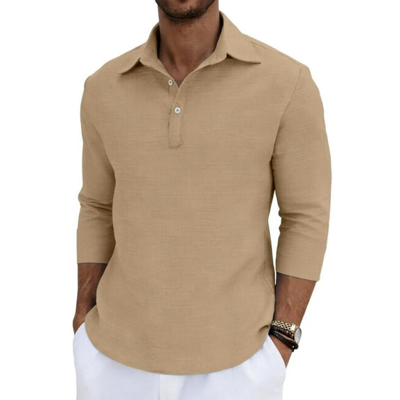 KIHOUT Men's Casual Vacation Solid Color Bamboo-Linen Feel Three ...