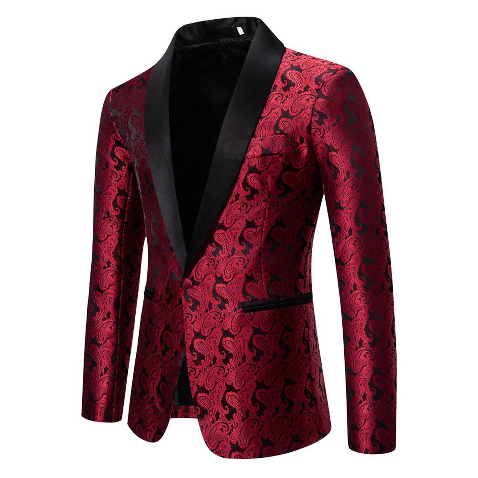 KIHOUT Men's Floral Dinner Party Prom Wedding Stylish Tuxedo Suits for Men One Button Dinner ...