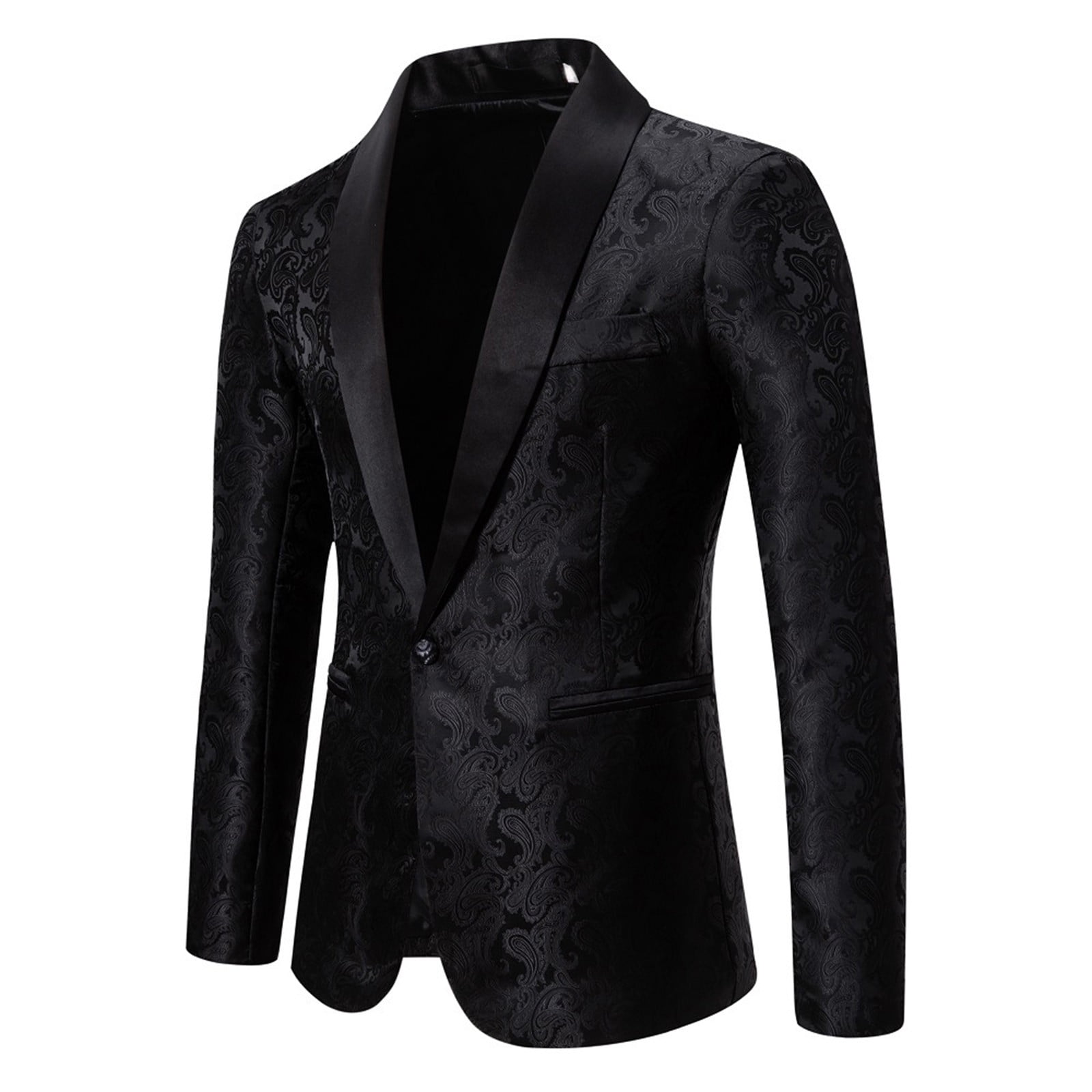 KIHOUT Men's Floral Dinner Party Prom Wedding Stylish Tuxedo Suits for Men One Button Dinner ...