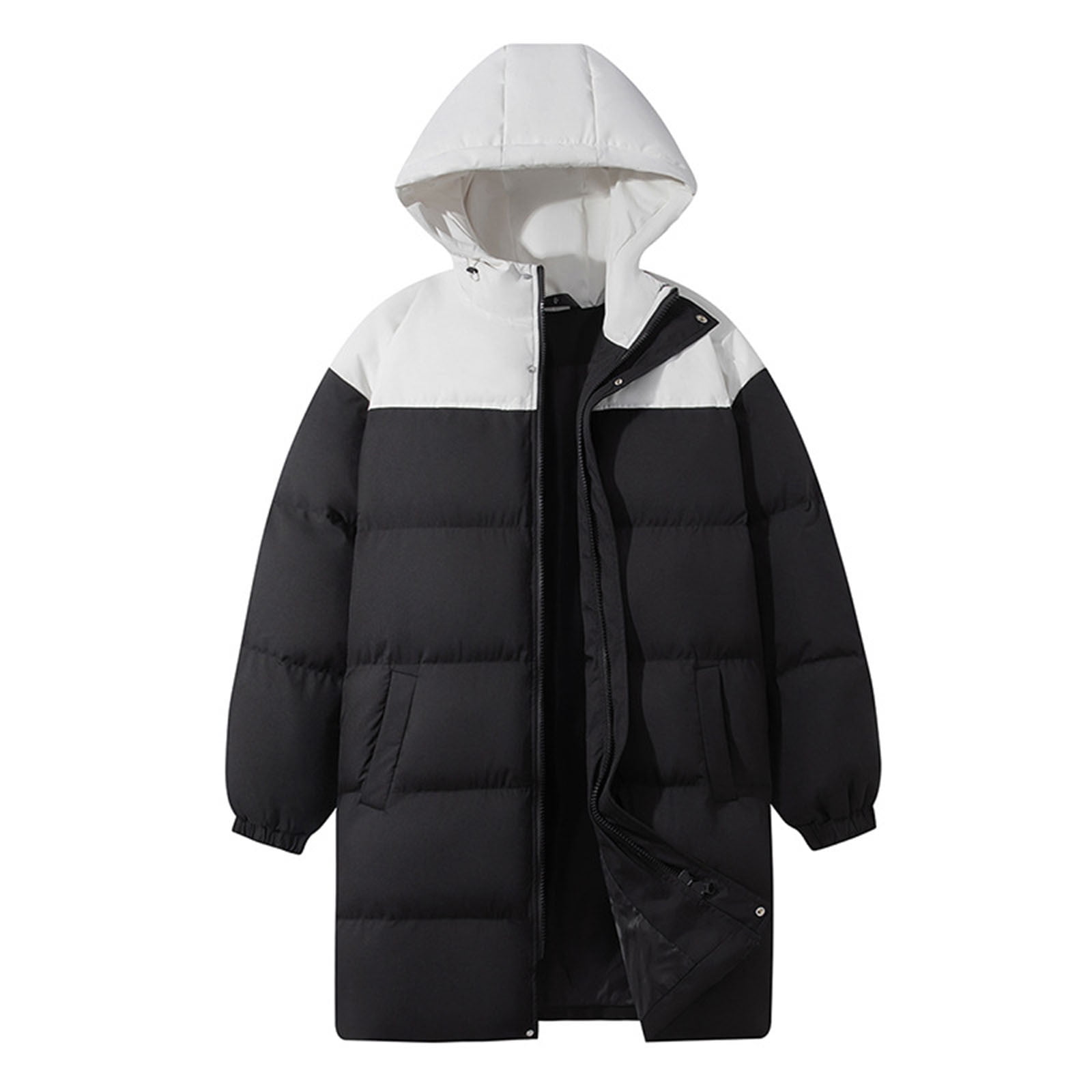KIHOUT Men's Long-Length Hooded Down Coat - Thermal Insulated Winter ...