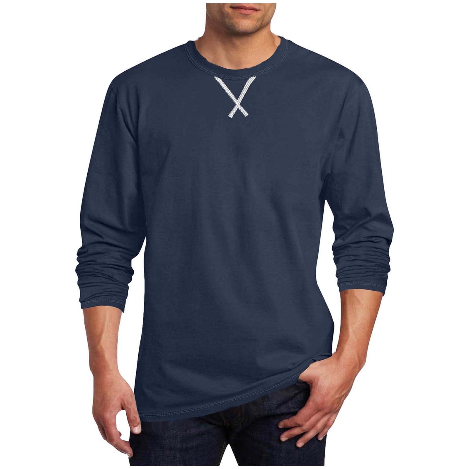 KIHOUT Men's Long Sleeve Crew Neck Cross Print Casual Sports T-Shirt ...