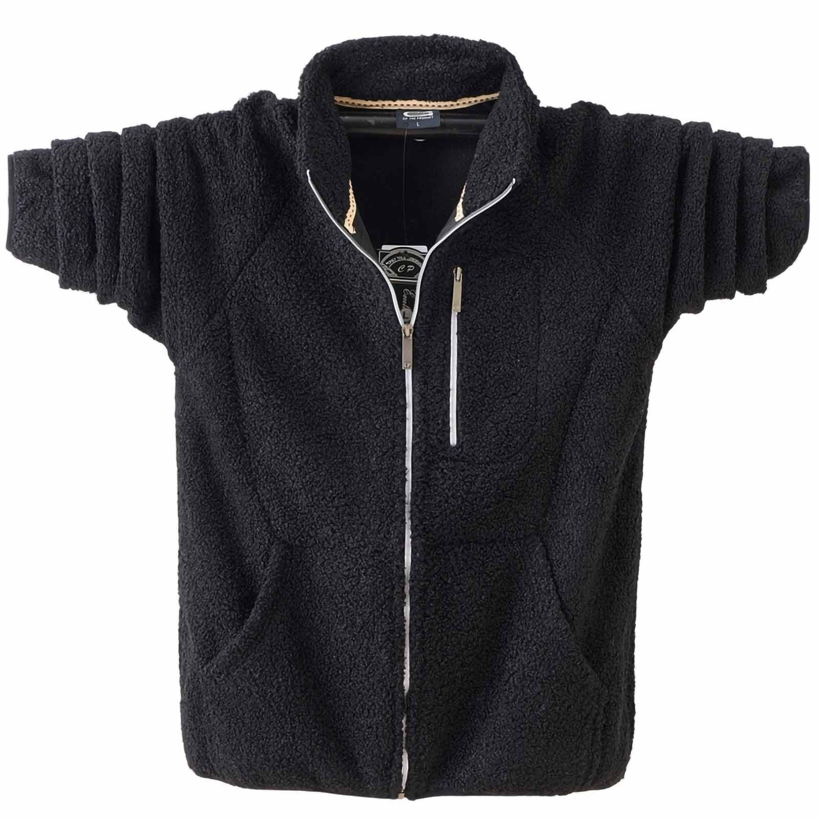 KIHOUT Men's Sherpa-Lined Zip-Up Jacket - Beige Fleece Collar with Full ...