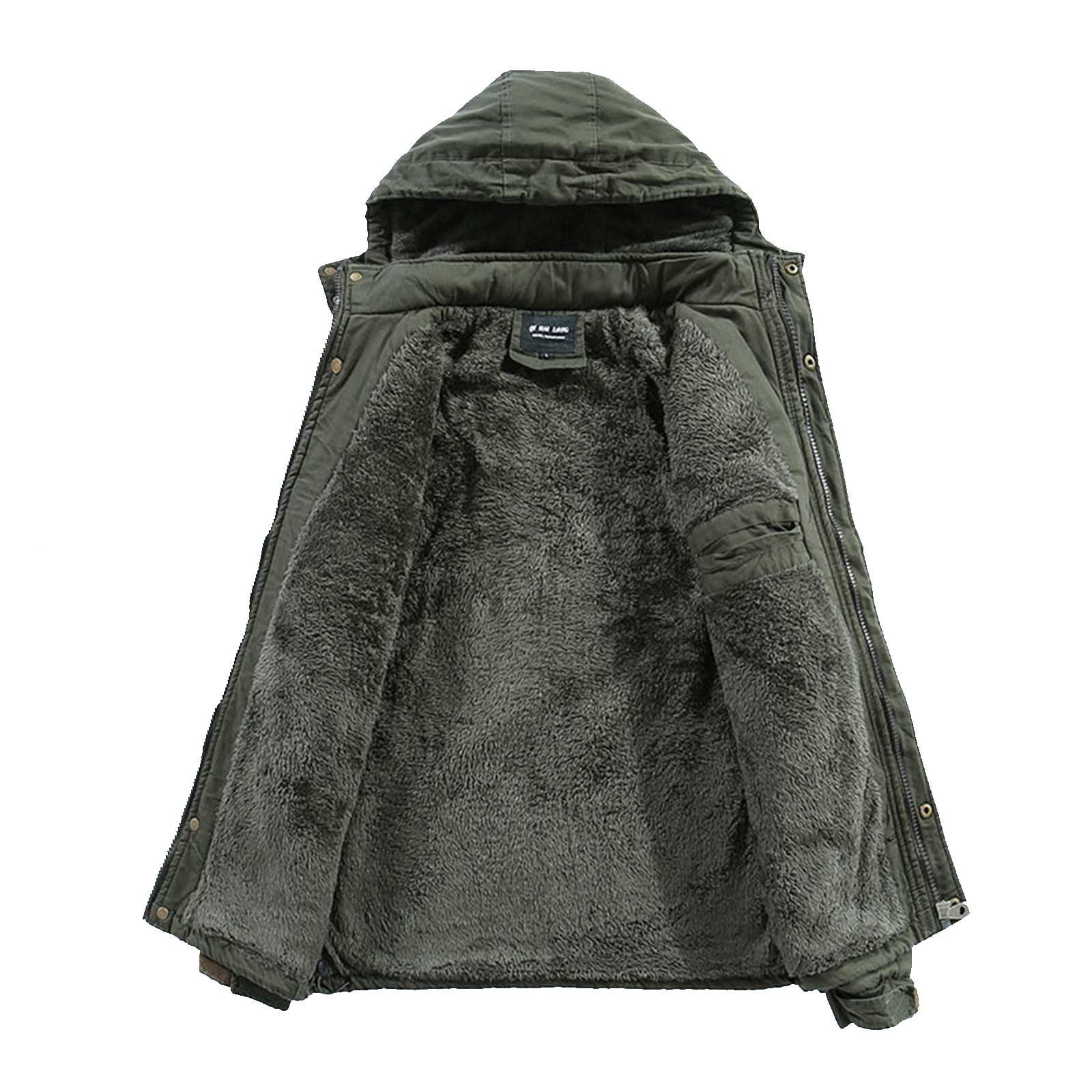 KIHOUT Men's Winter Jacket Military Jacket Fleece Lined Warm Cargo ...