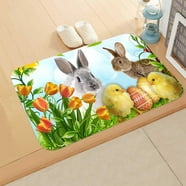 skpabo Easter Print Doormat Easter Eggs Rabbit Print Entryway Front ...