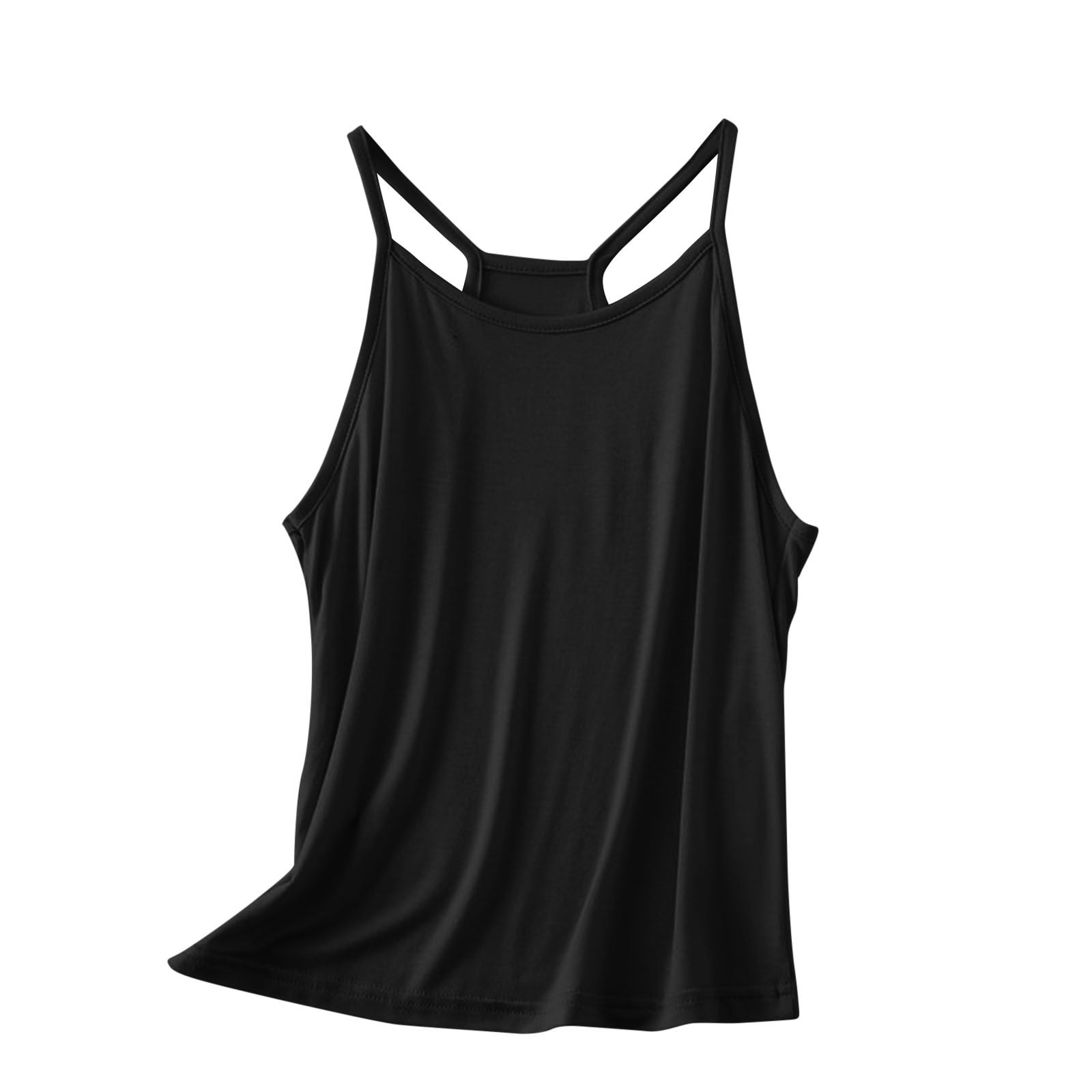 Kihout New Womens Solid Color Loose Tank Top Clearance Round Neck Halter Sleeveless Spaghetti