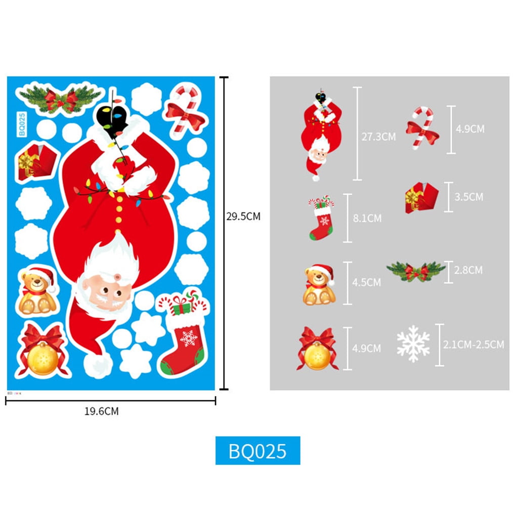 KIHOUT Promotion Christmas Electrostatic Stickers Snowflake Set Door Window Glass Stickers ...