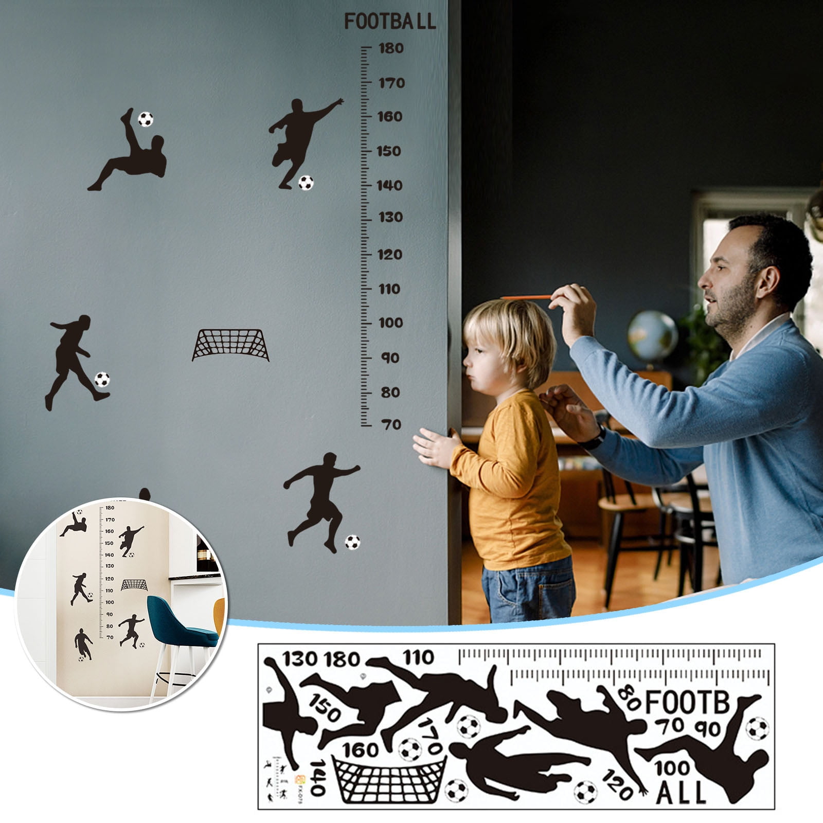 KIHOUT Promotion Football Boy Height Measurement Wall Stickers ...