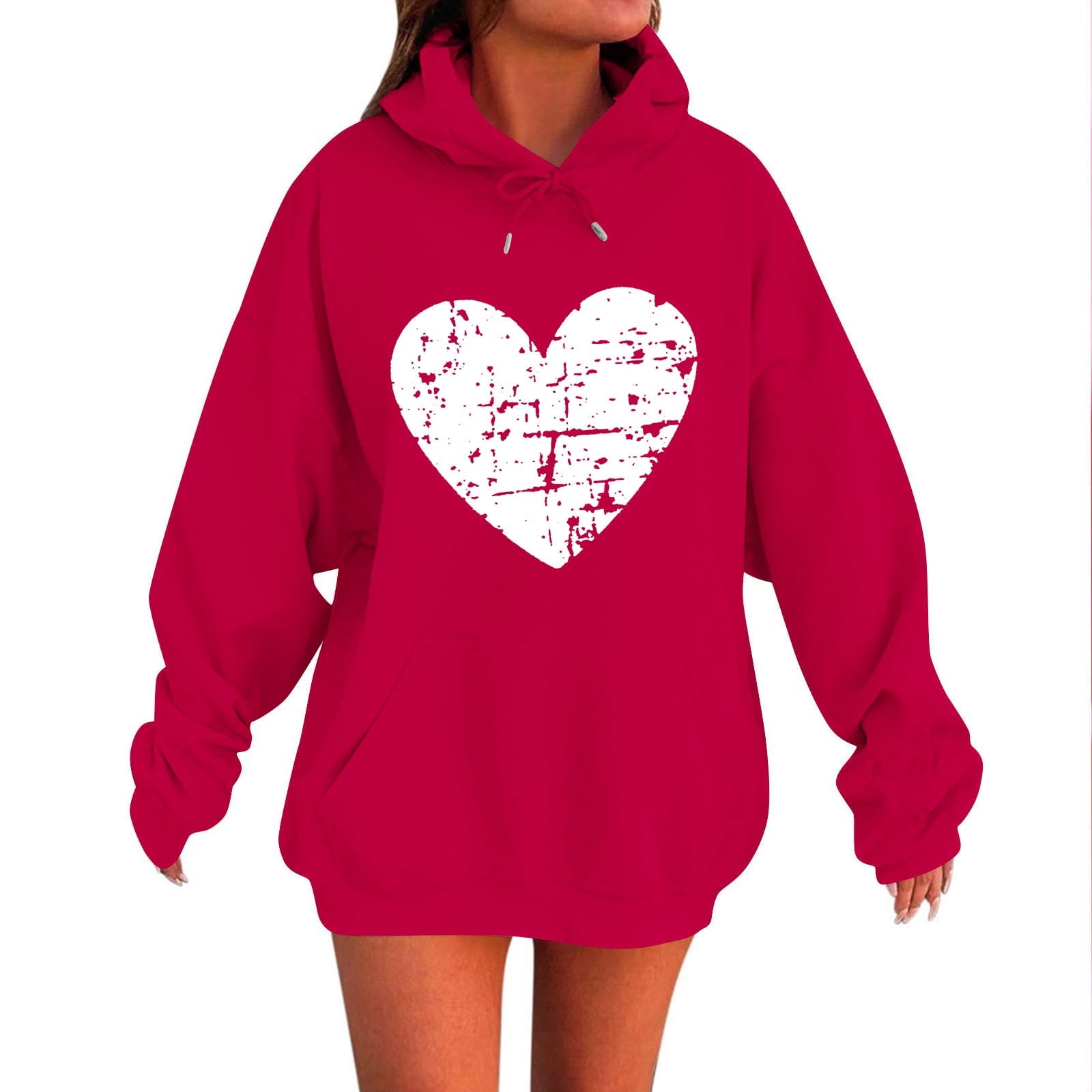 KIHOUT Red Oversize Hoodie - Cozy for Valentine’s Sweatshirts Family ...