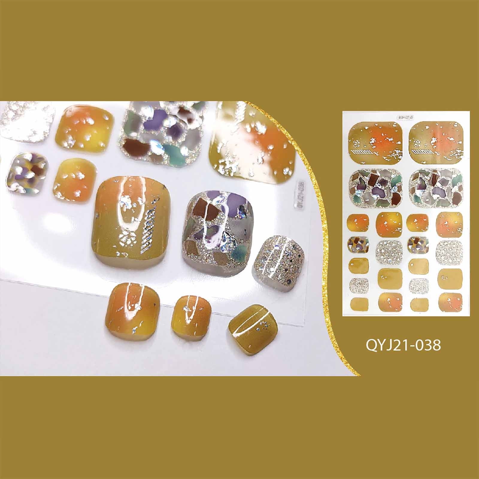 KIHOUT Sales Toe Nail Stickers Toe Nail Stickers Bronzing Imitation ...