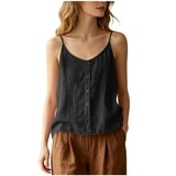 KIHOUT Women's Button-Front Linen Blend Cami Top, Casual Loose Fit ...