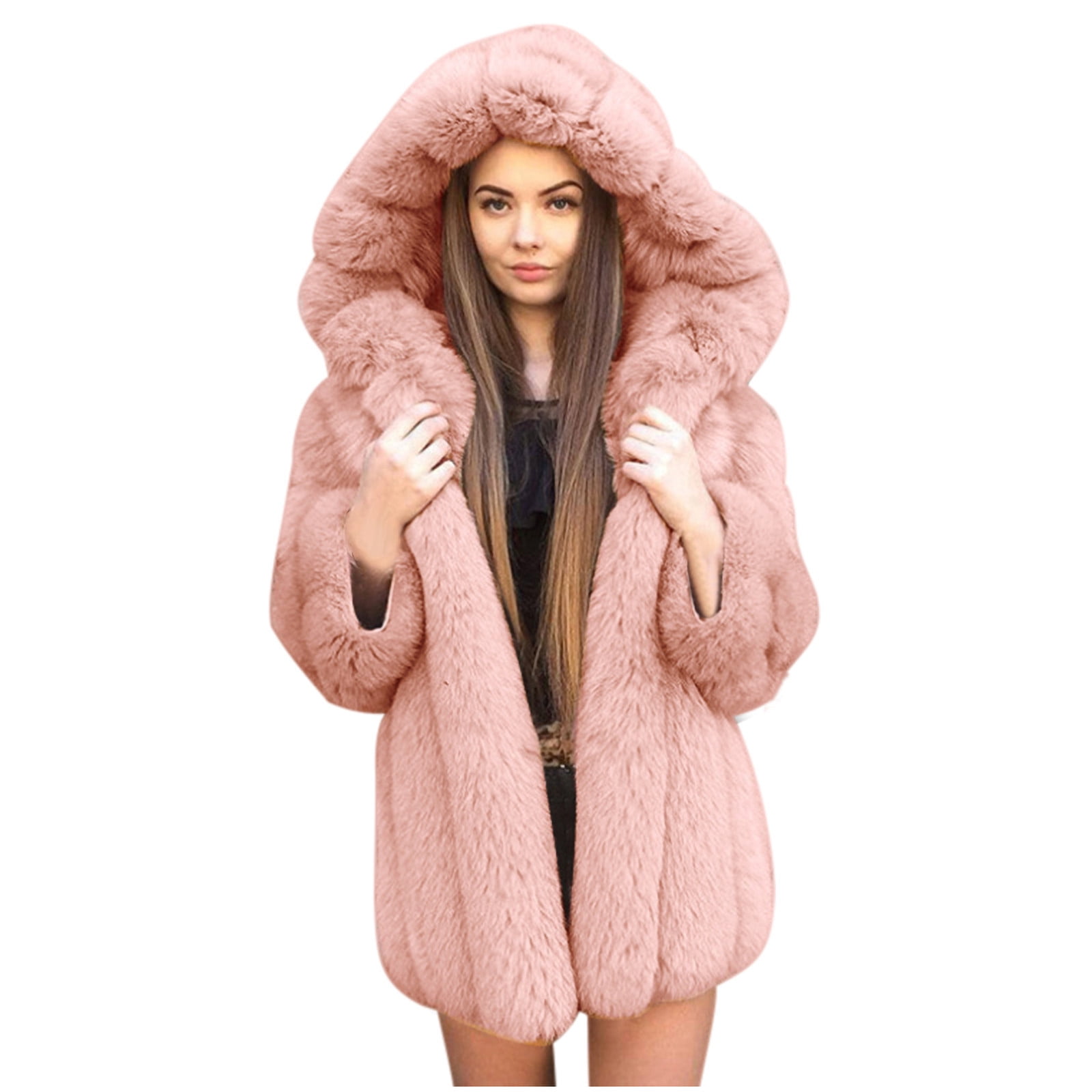 KIHOUT Women's Long Sleeve Warm Jacket Deals Womens Ladies Warm Artificial Plush Coat Jacket ...