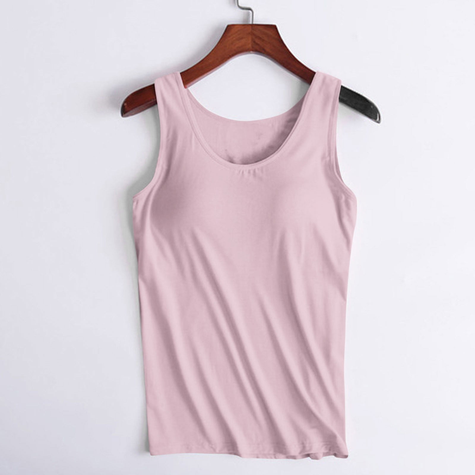 KIHOUT Women's Solid Color Tank Top Padded Built-in-Bra Camisole ...