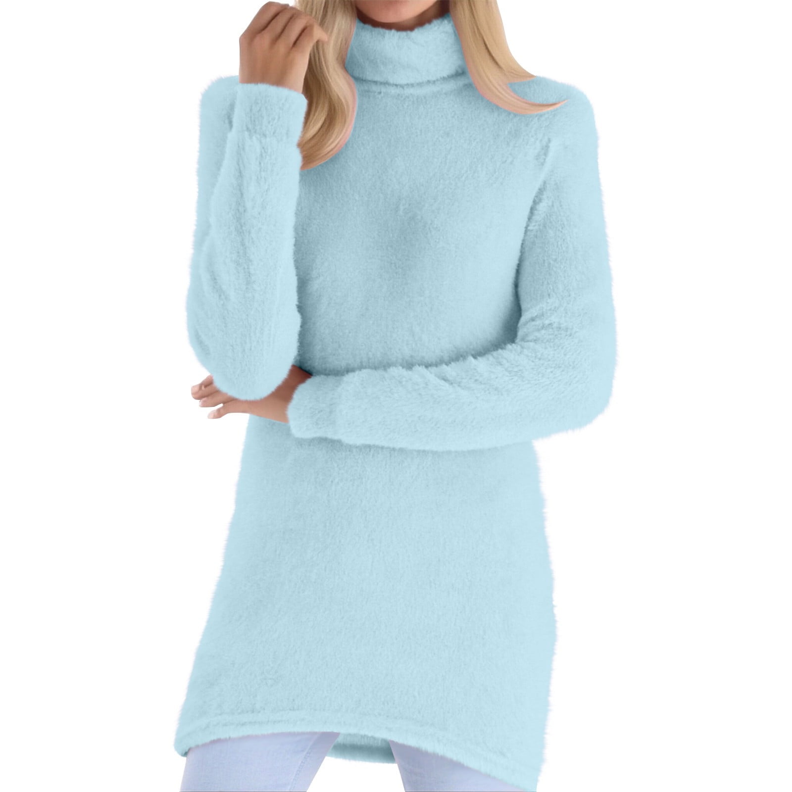 KIHOUT Women's Turtleneck Fuzzy Top – Soft Fuzzy Fabric Offers Cozy ...