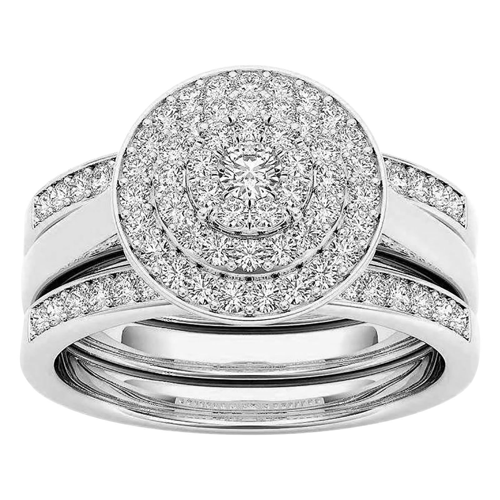 KIHOUT Womens Rings 2-in-1 Set Detachable Shiny Diamond Ring Set ...