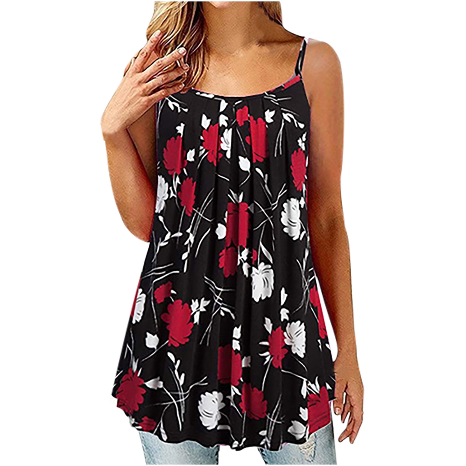 KIJBLAE Summer Tank Tops for Women Basic Tunic Camisole Sleeveless Shirts for Girls Vintage ...