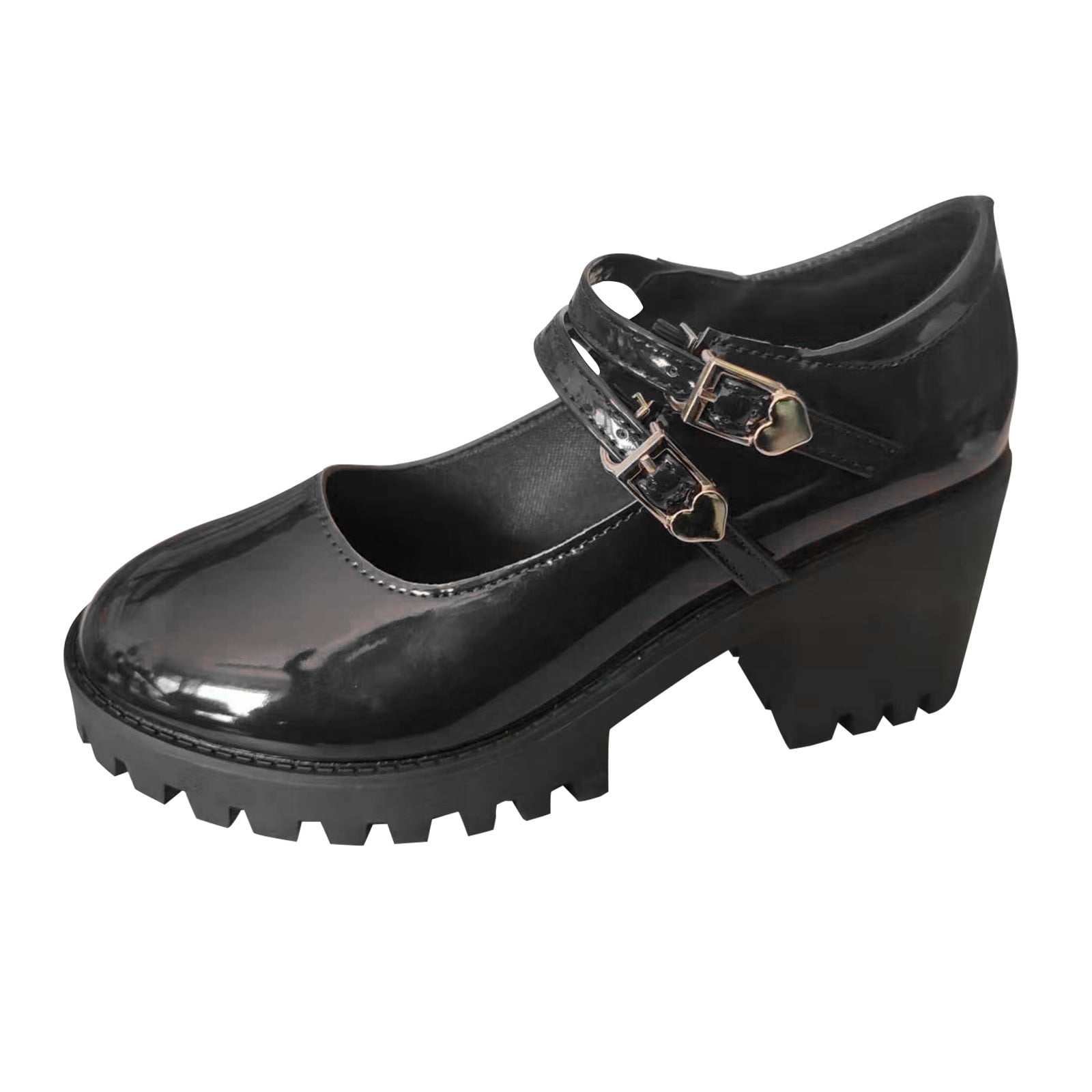 KIJBLAE Women Lolita Shoes Mary Jane Shoes Chunky Heels Buckle Strap ...
