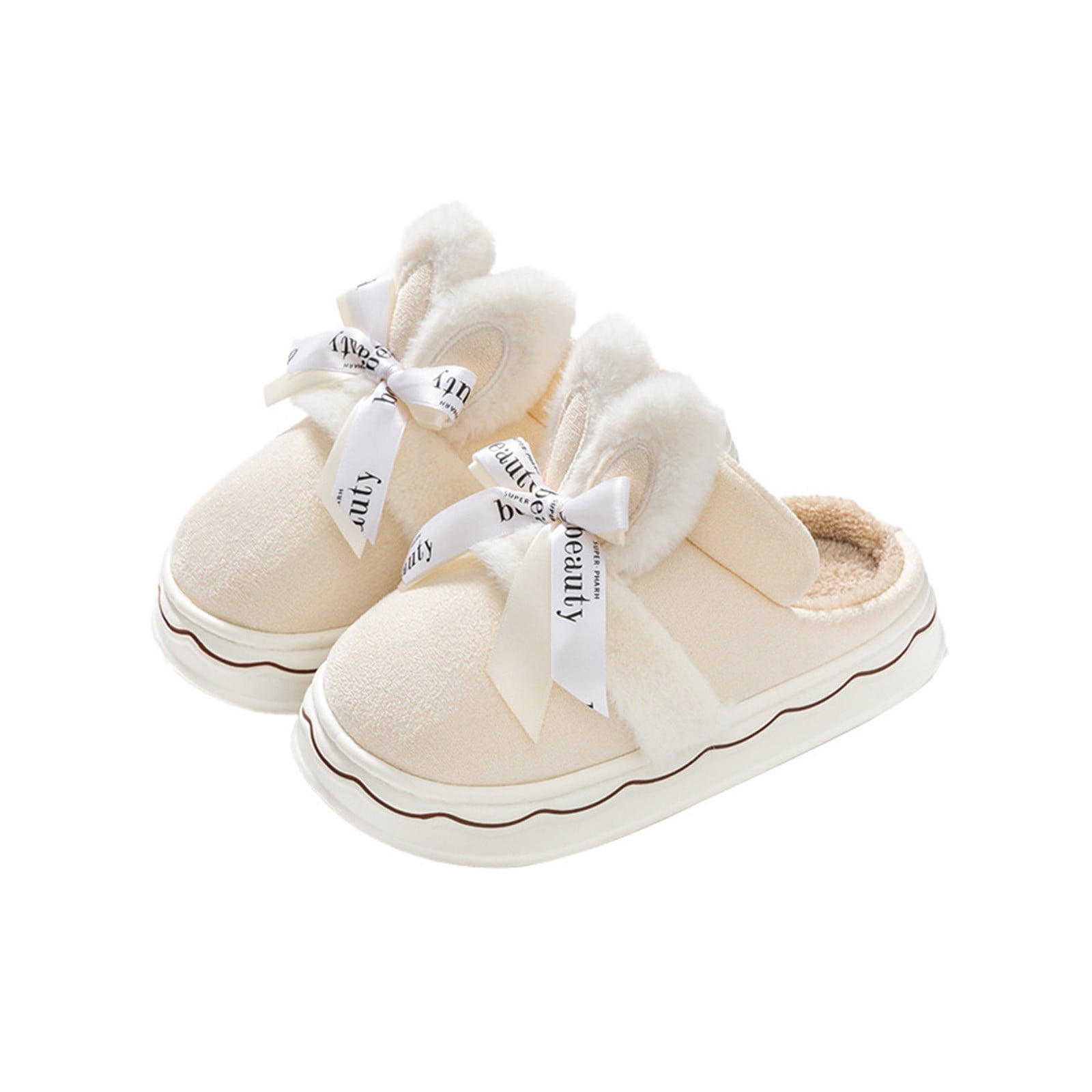 KIJBLAE Women's Cute Cartoon Rabbit Home Slippers Women's Winter Warm ...