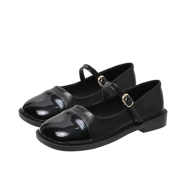 KIJBLAE Women's Mary Jane Shoes Patent Leather Round Toe Buckle Strap ...