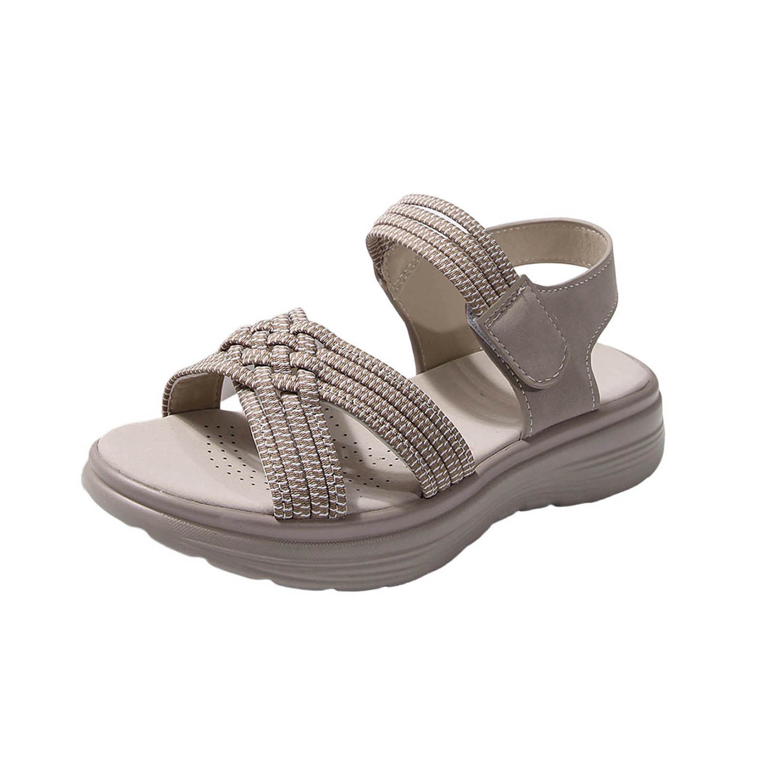KIJBLAE Women's Plus Size Open Toe Thick Sole Beach Sandals ...