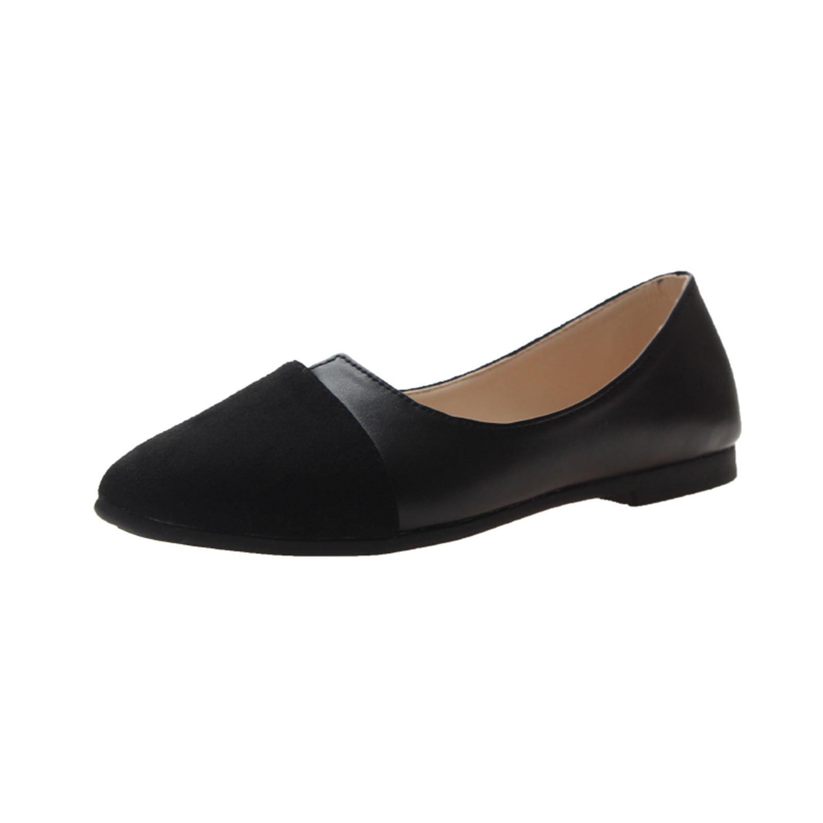 KIJBLAE Women's Pointed Toe Ballet Flats Faux Suede Leather Slip-On ...
