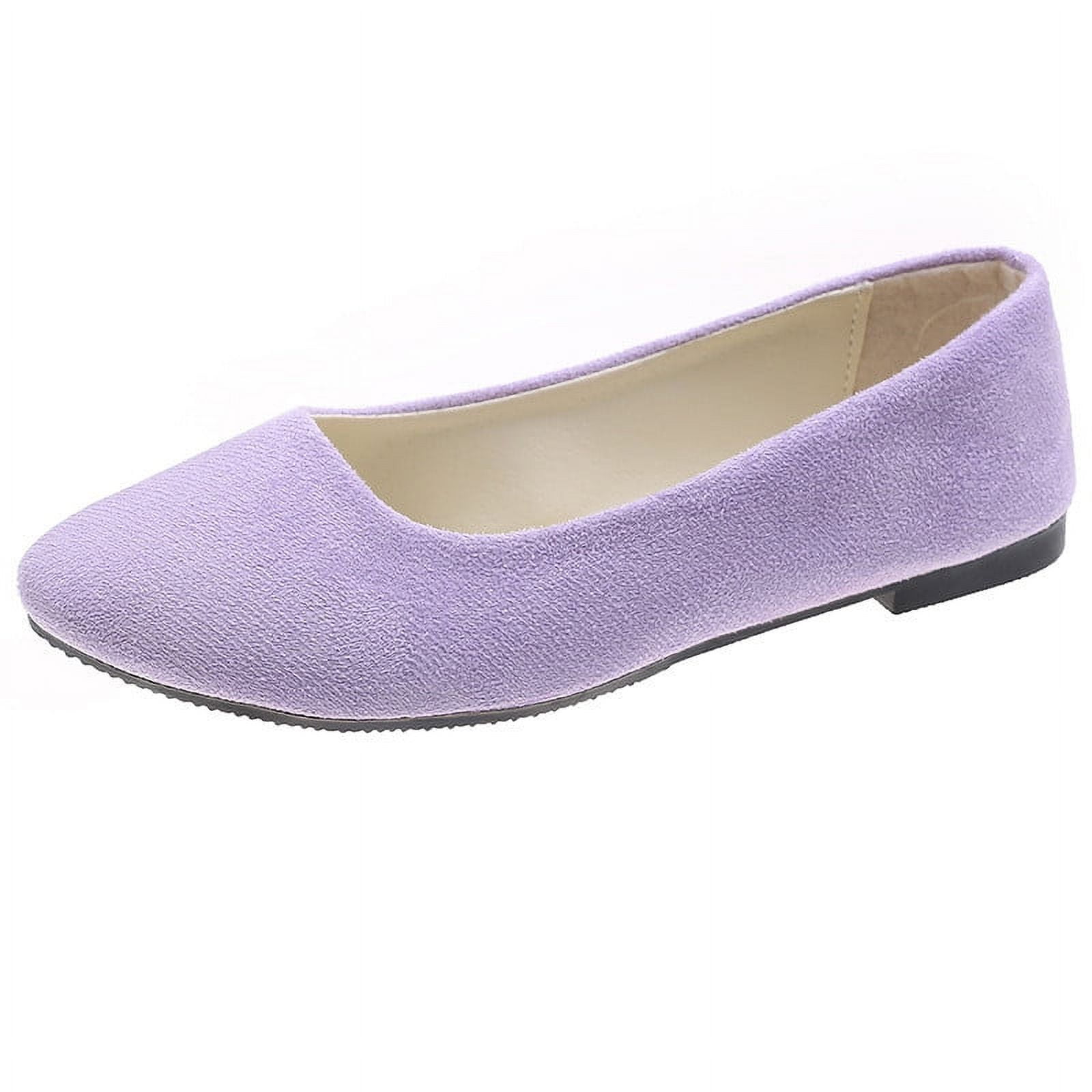 KIJBLAE Women's Solid Color Pointed Toe Slip-On Flat Shoes Soft Flats ...