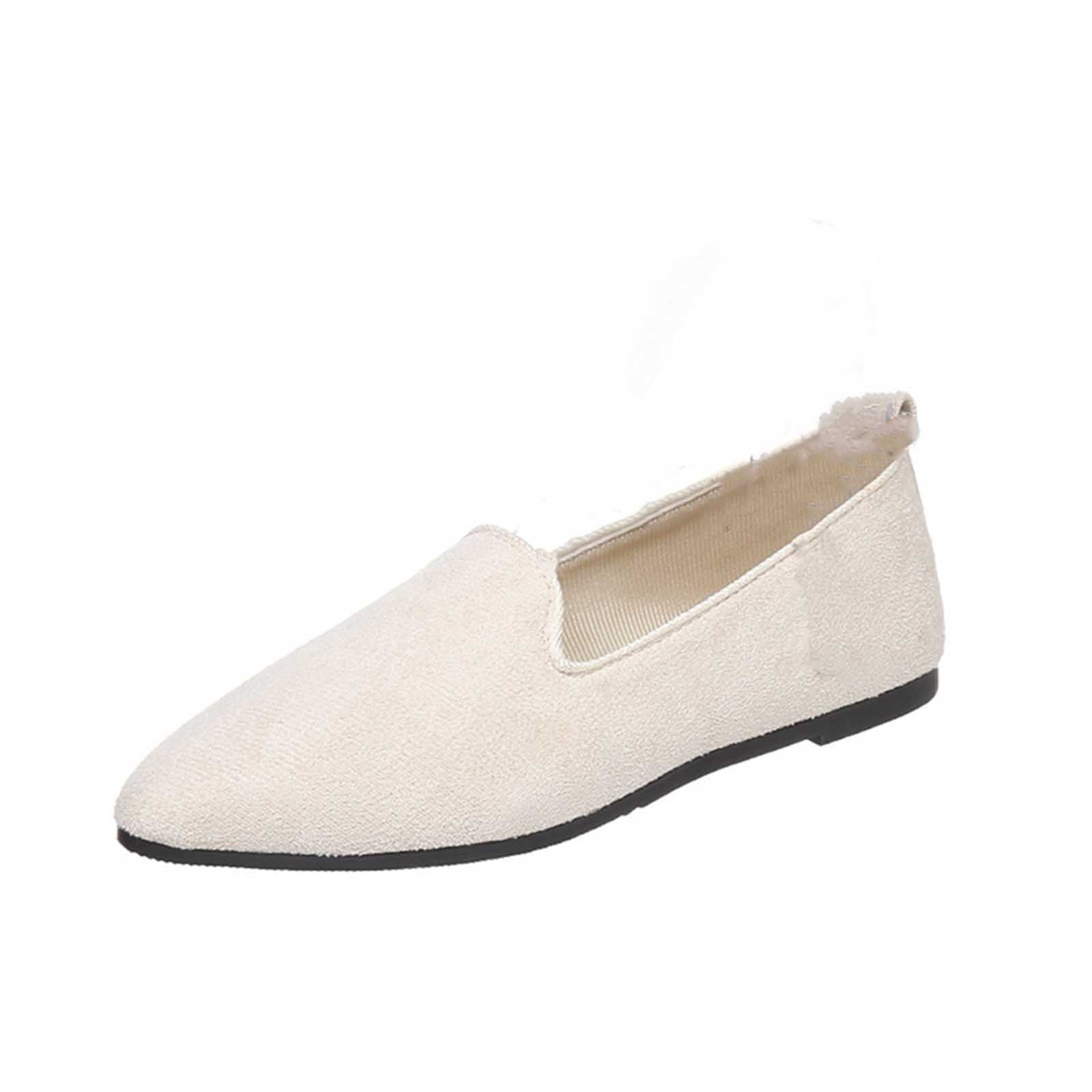 KIJBLAE Women's Velvet Flats Loafers Breathable Slip-On Solid Color ...