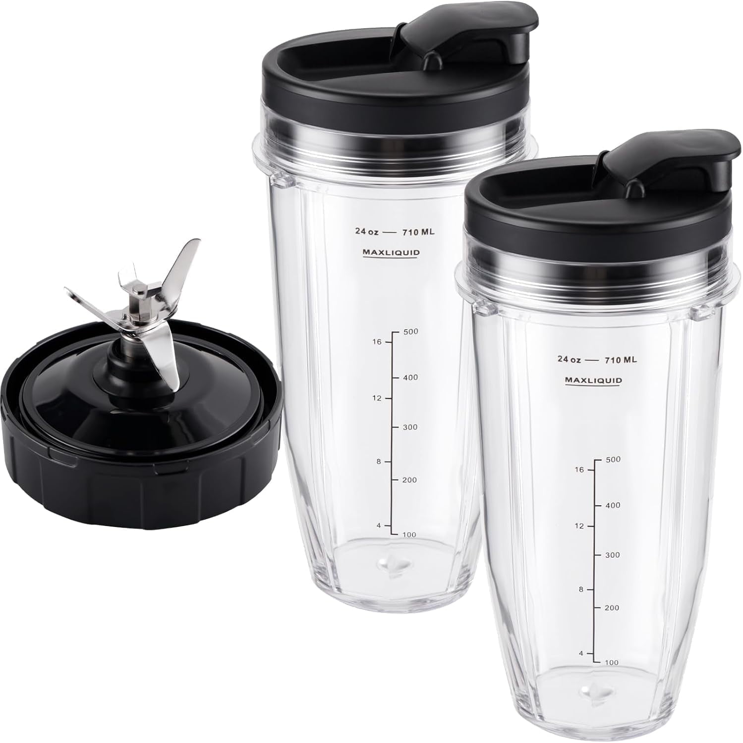 2PCS 24oz Blender Cups Replacement for Ninja, with To-Go Lids & 7 Fins ...