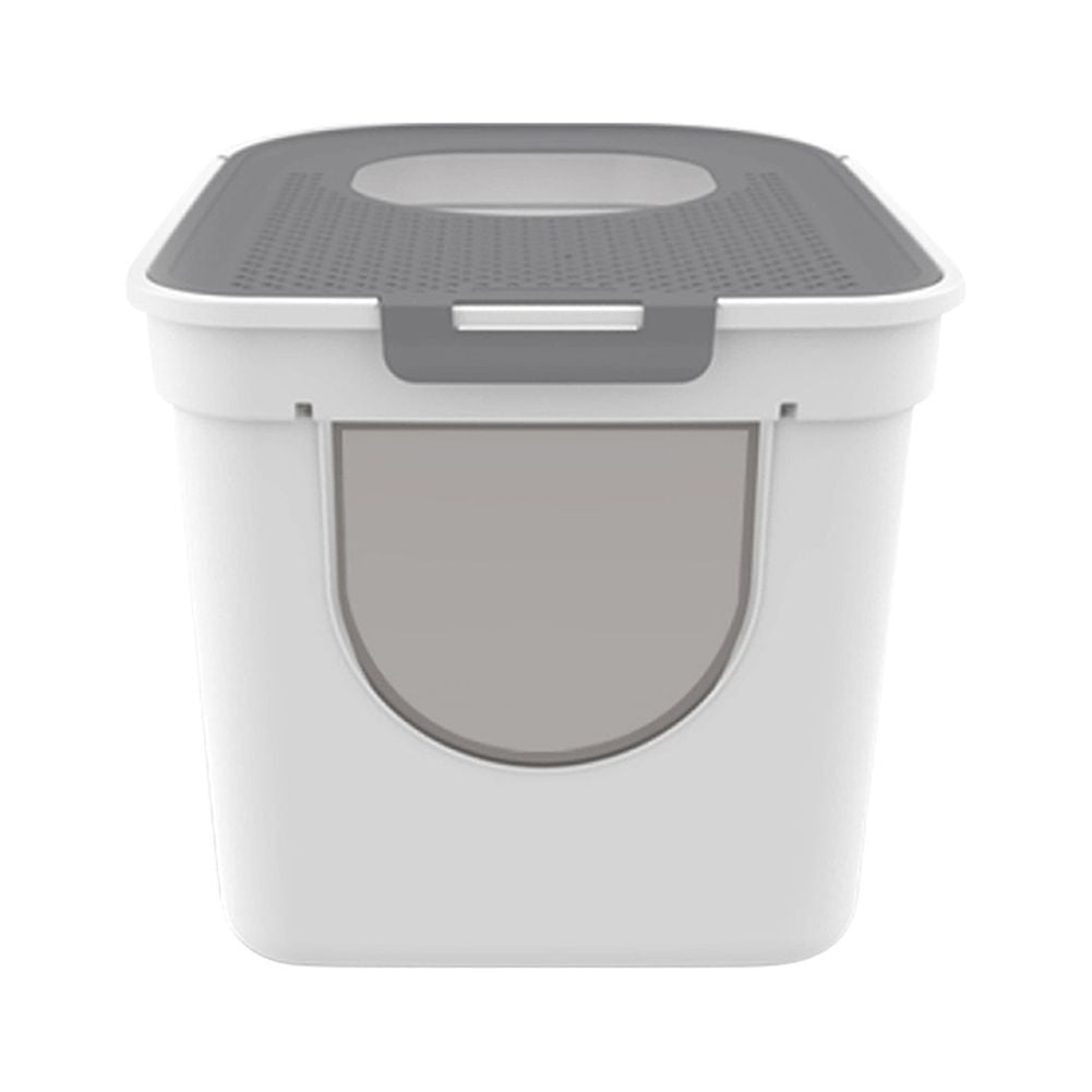 KIKAKEEP Cat litter pans, Large Top Entry Anti-Splashing Litter Box ...