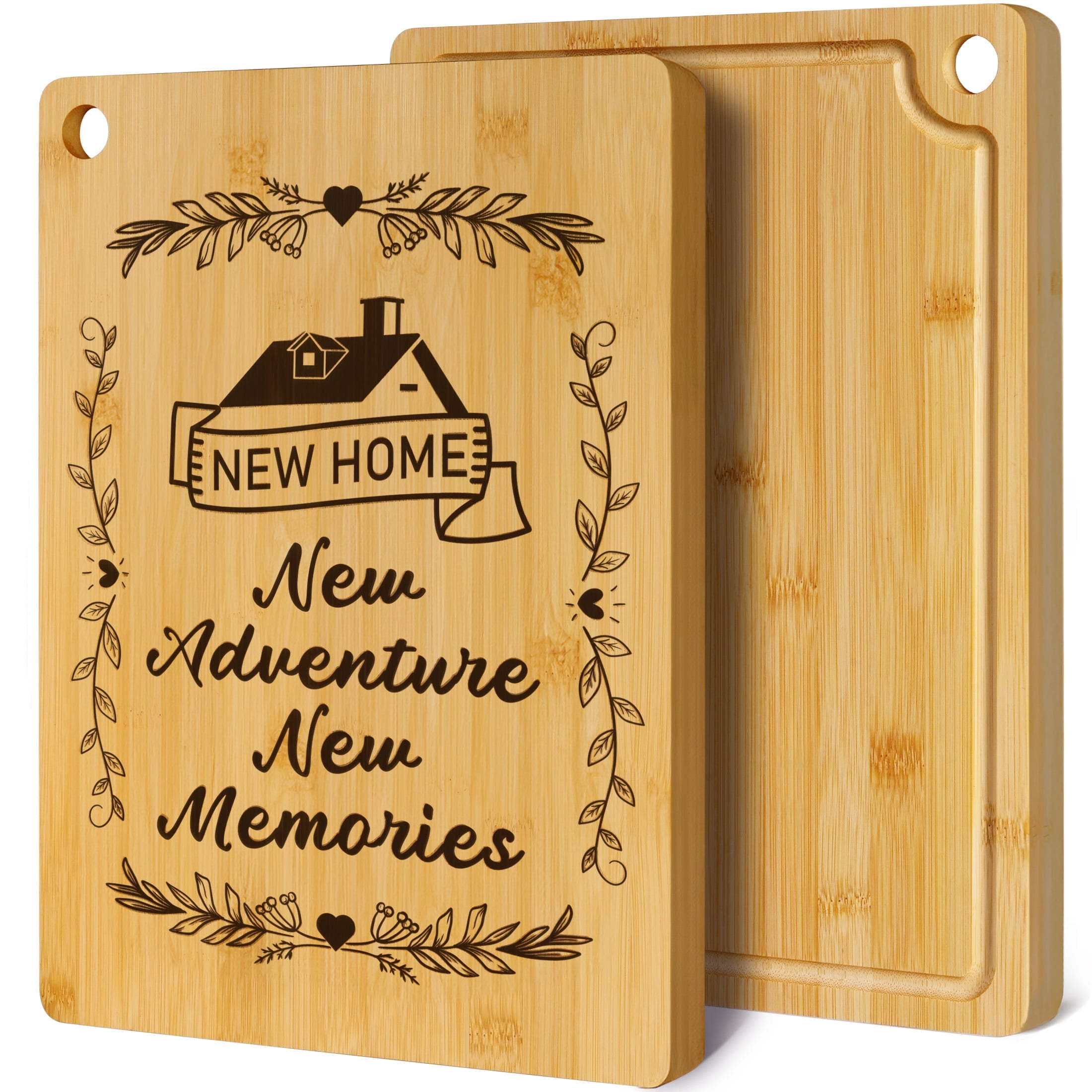 Kikcoin Bamboo Cutting Board, 13.78" Moving-in Gift Carved Cutting ...